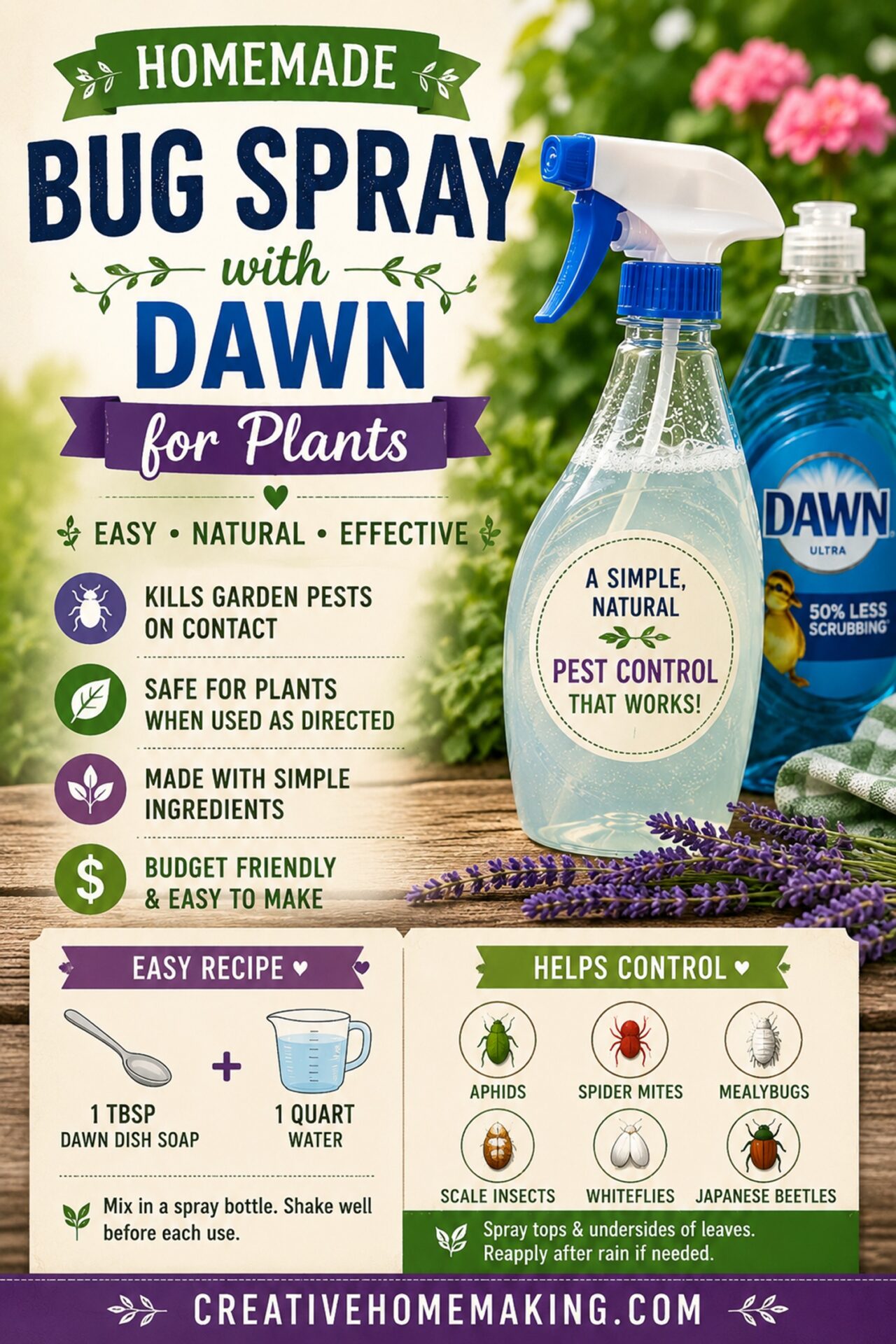 Homemade Bugspray for Plants with Dawn - Creative Homemaking