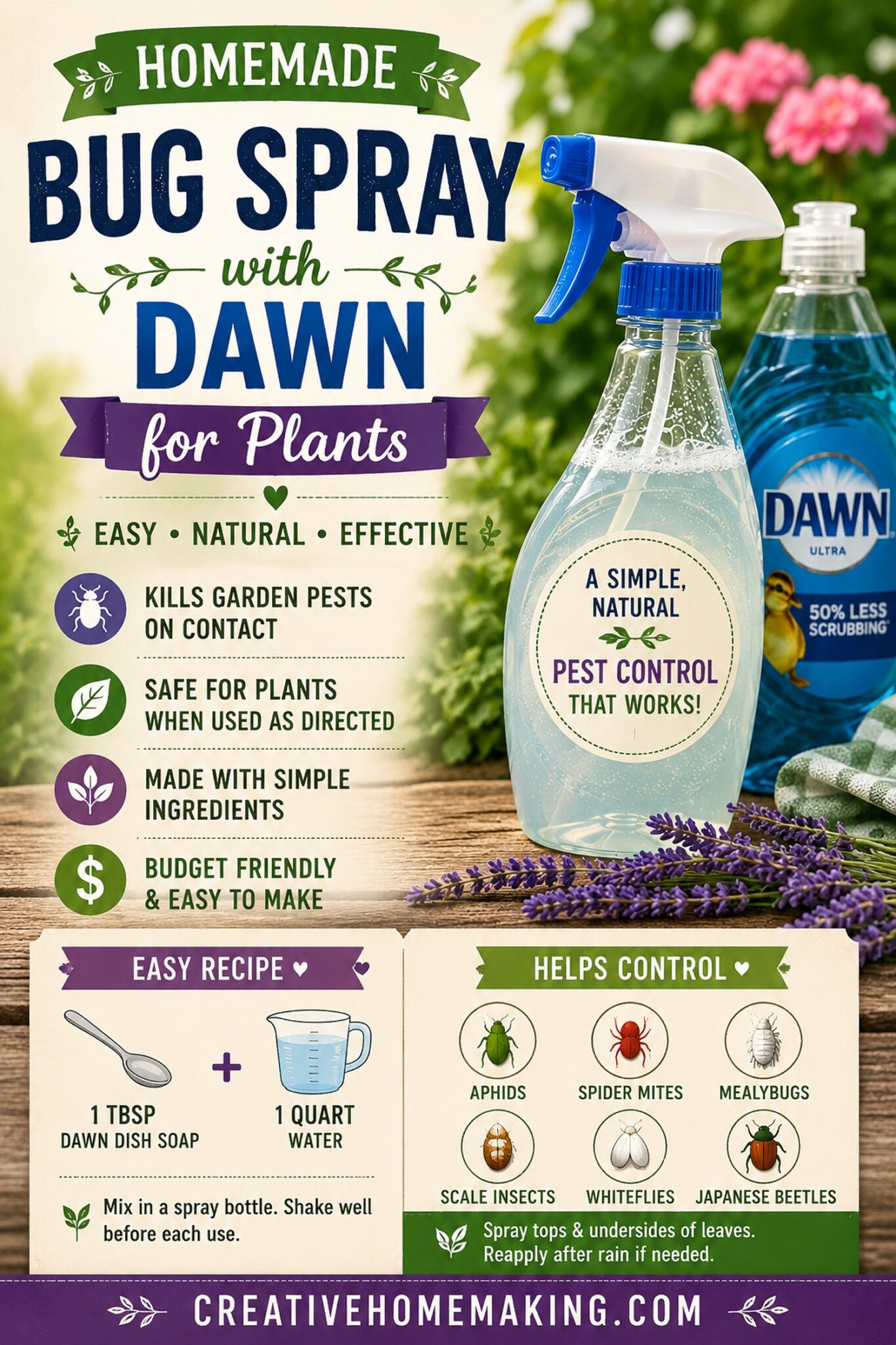 Homemade Bugspray for Plants with Dawn - Creative Homemaking