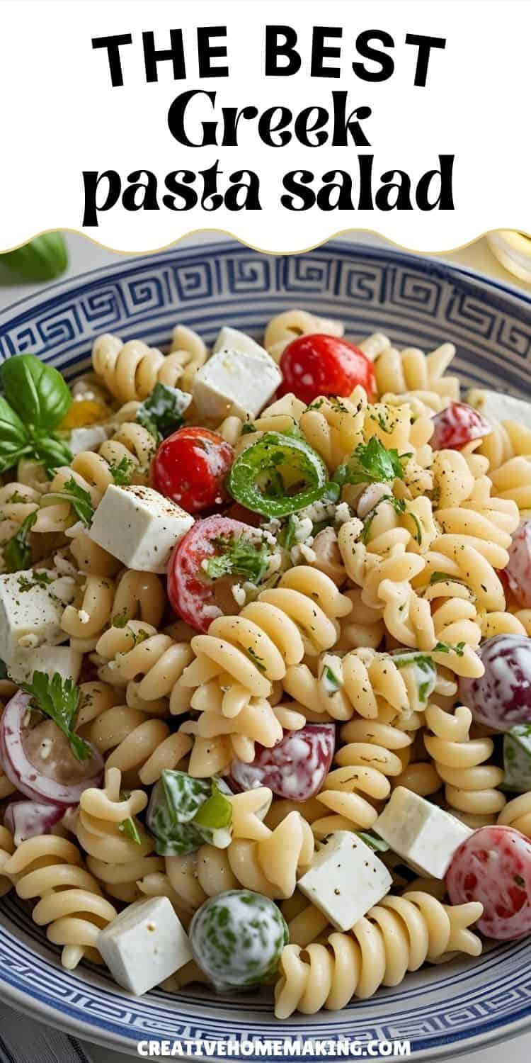Greek Pasta Salad Easy Recipe for Summer Gatherings - Creative Homemaking