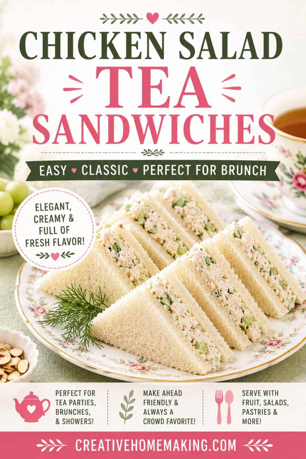 Chicken Salad Tea Sandwiches (Easy Recipe for Brunch & Tea Parties ...