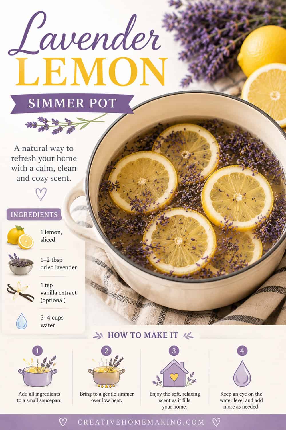 Fresh Lavender Lemon Simmer Pot for a Cozy Home - Creative Homemaking