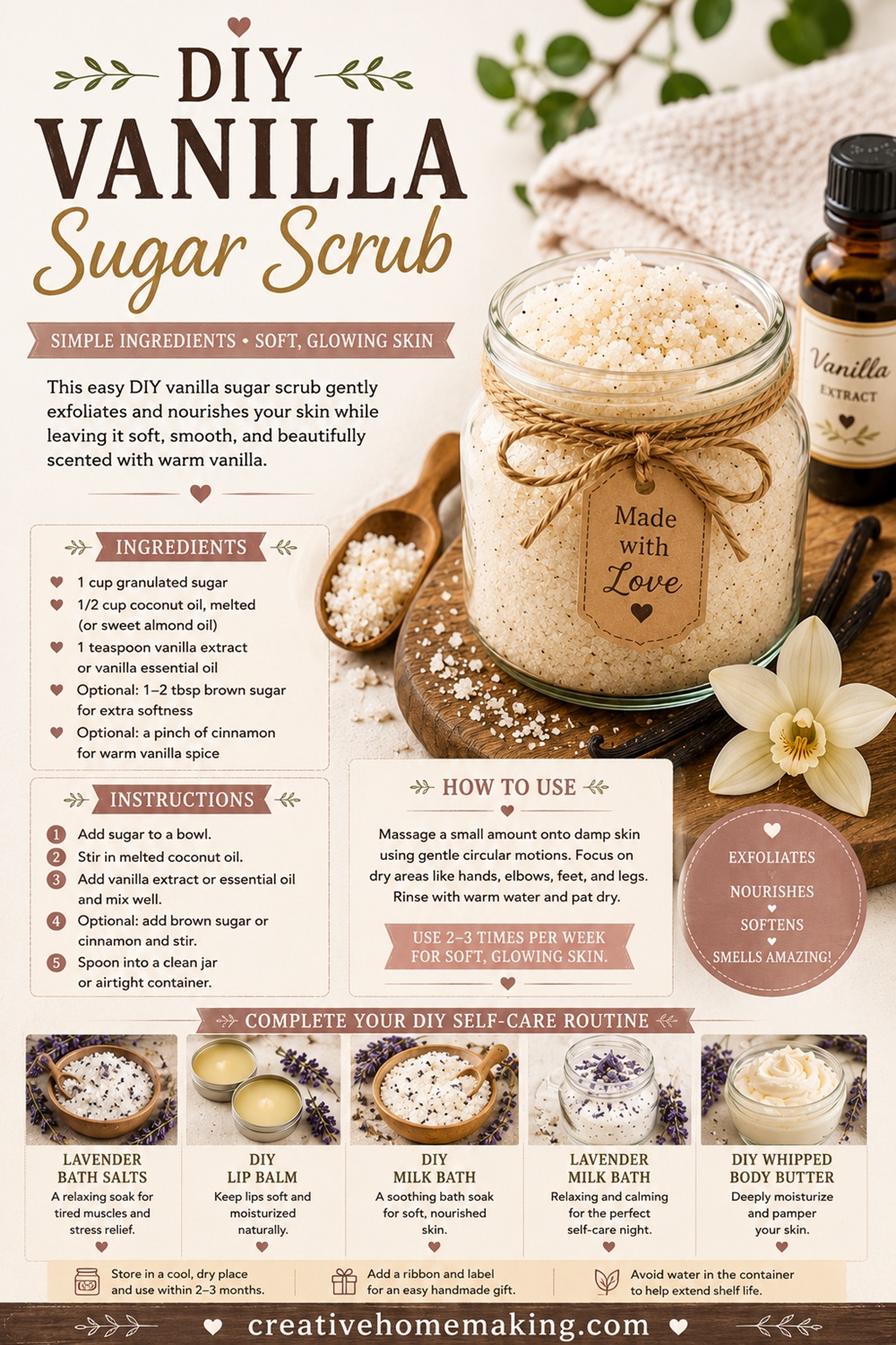 DIY Vanilla Sugar Scrub for Glowing Skin - Creative Homemaking