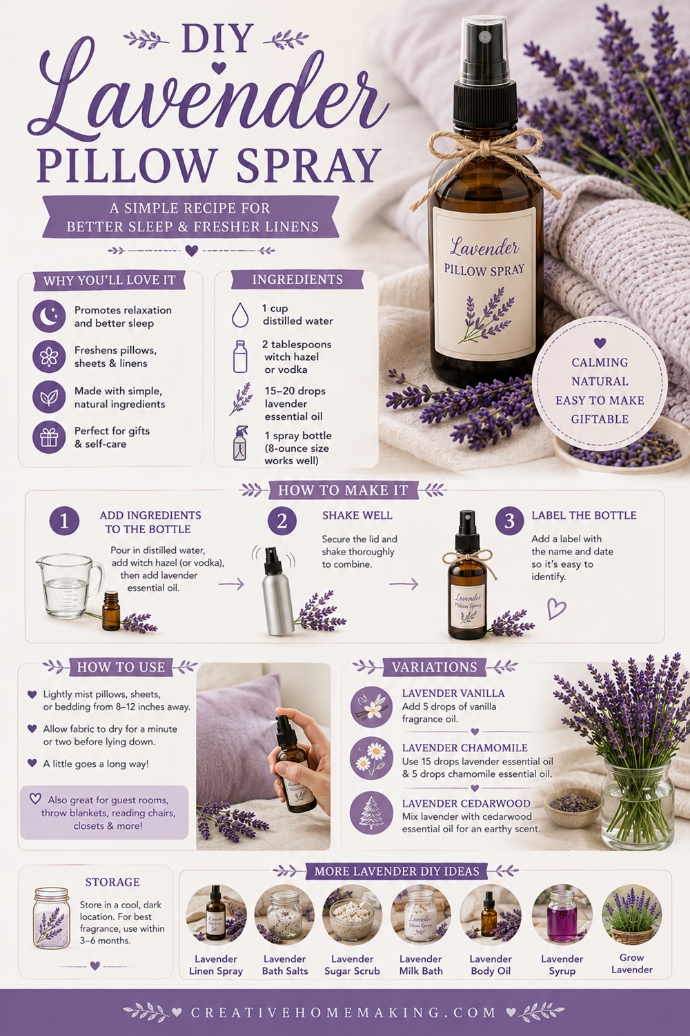 DIY Lavender Pillow Spray for Better Sleep - Creative Homemaking